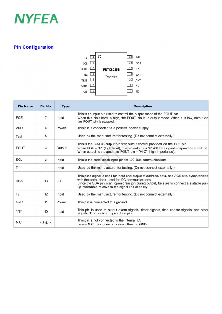 FRTC8025S product specification, page 3