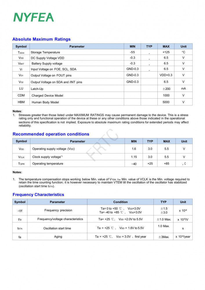FRTC8025S product specification, page 4
