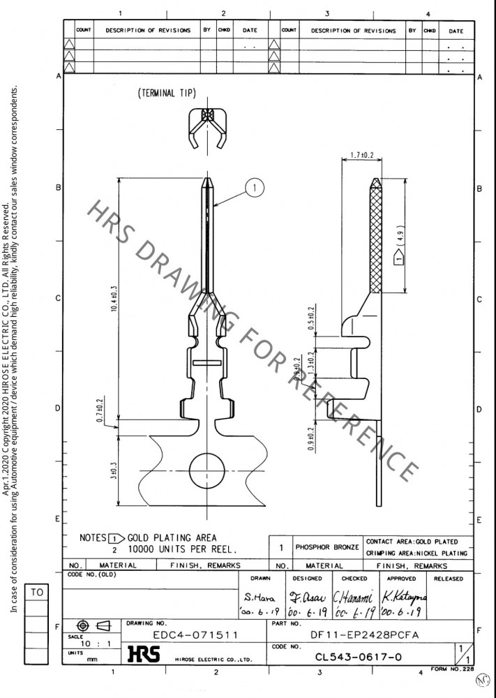 HRS DF11-EP2428PCFA technical document preview