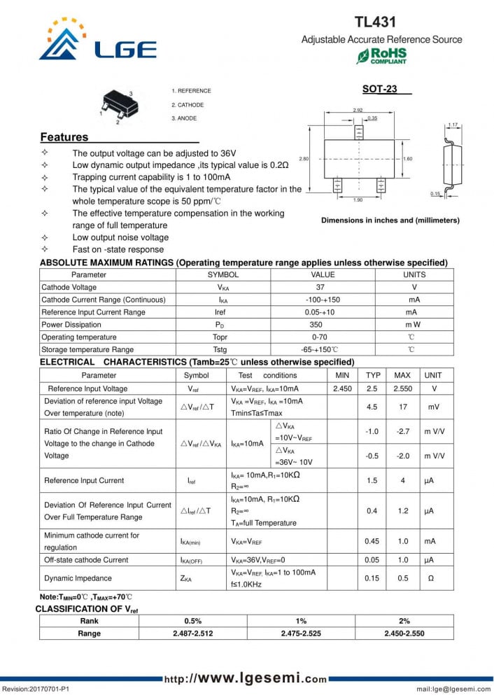 LGE TL431 datasheet page 1