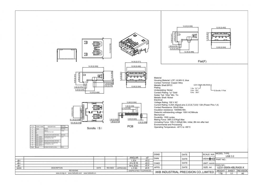 U231-091N-4BLRA00-S technical drawing page 1