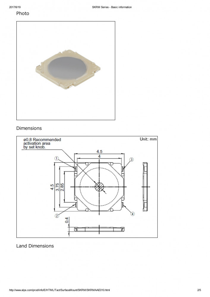 SKRMAAE010 land dimensions drawing