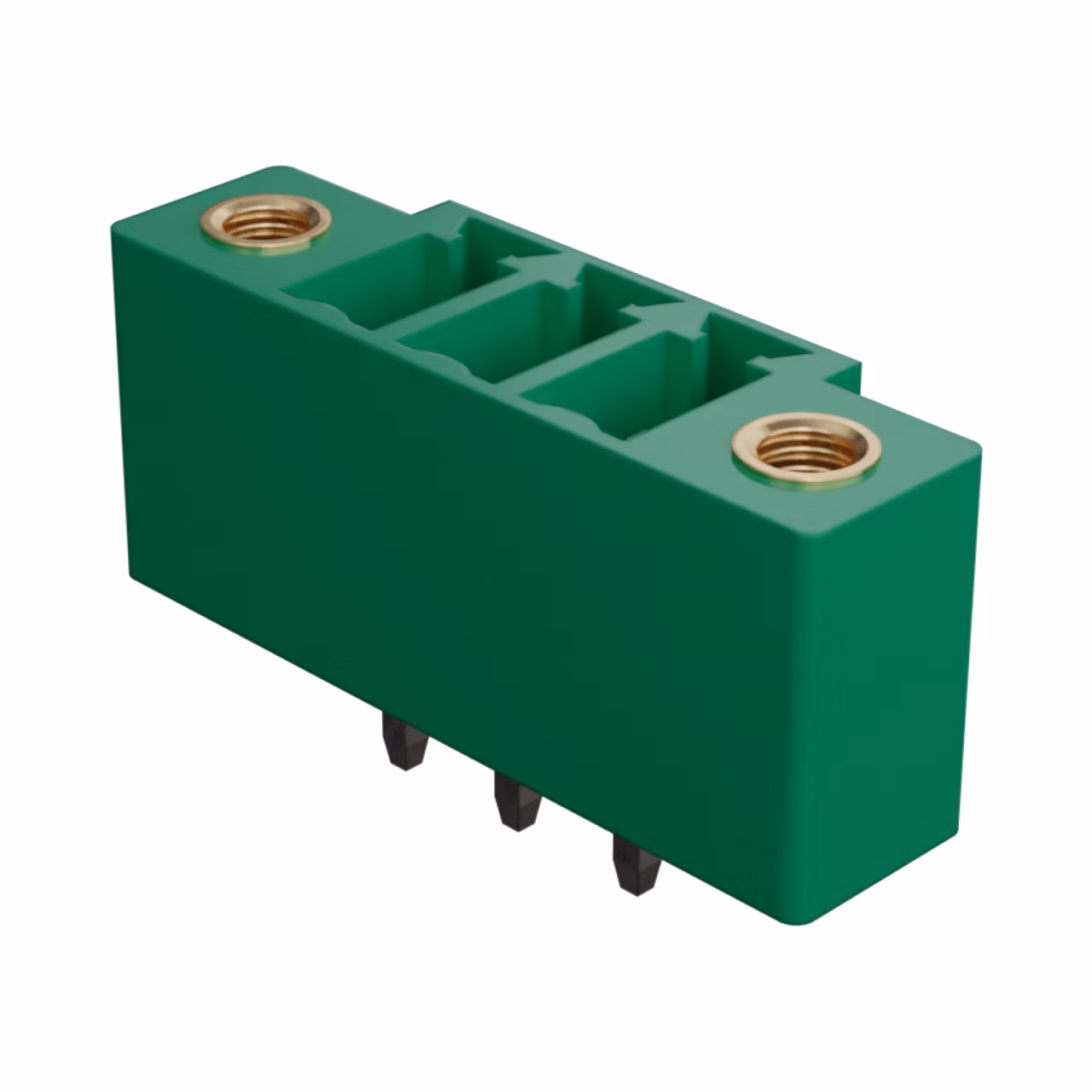 3.81mm Pitch Eurostyle Vertical PCB Header, with Threaded Retention Inserts, Green Housing, 3 Circuits for sale