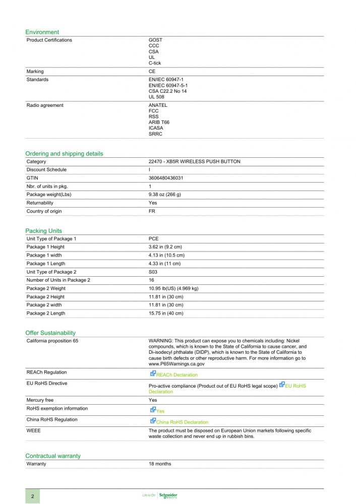 XB4RFA02 technical document page 2