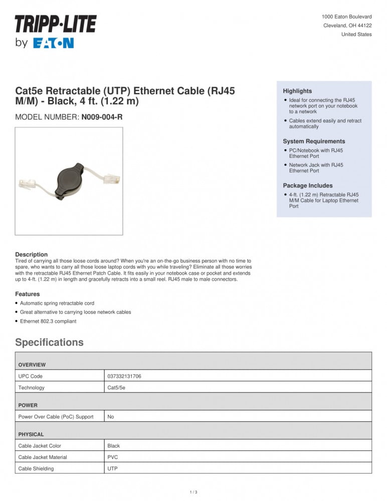 N009-004-R technical document page 1