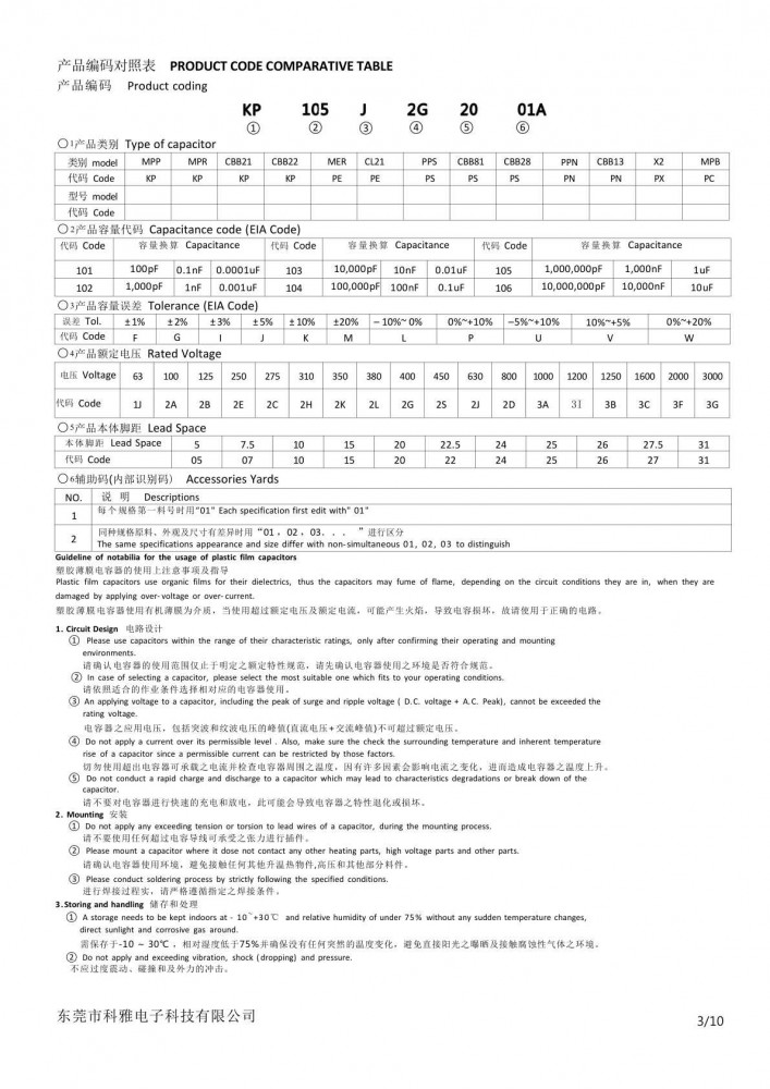 KP105J2G2001A specification page 3