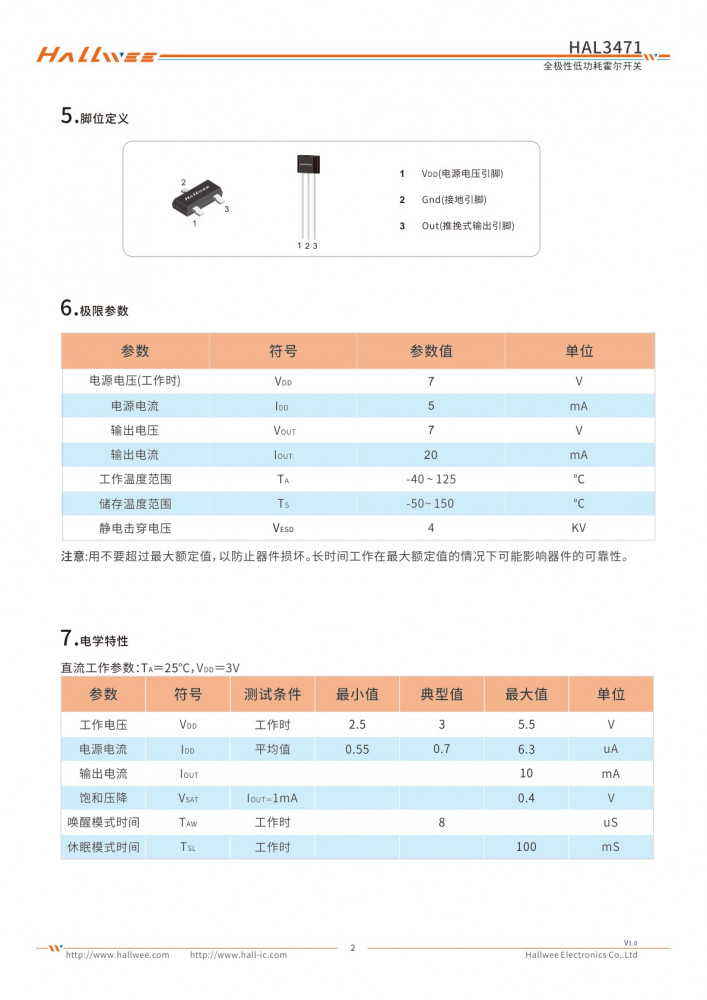 HAL3471SO datasheet page 2