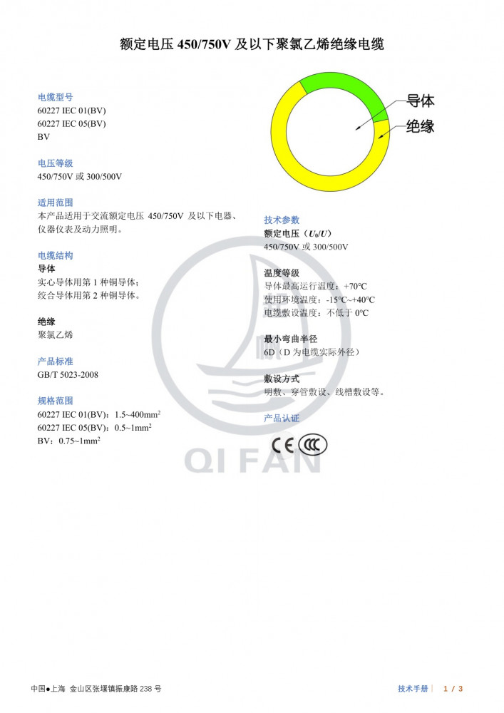 QIFAN BV cable document page 1