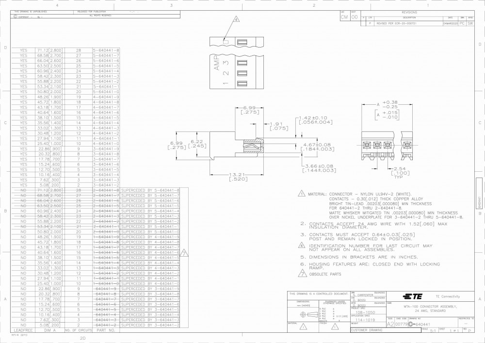 TE Connectivity 3-640441-5 controlled drawing preview