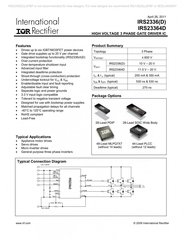 IRS2336DSTRPBF datasheet page 1