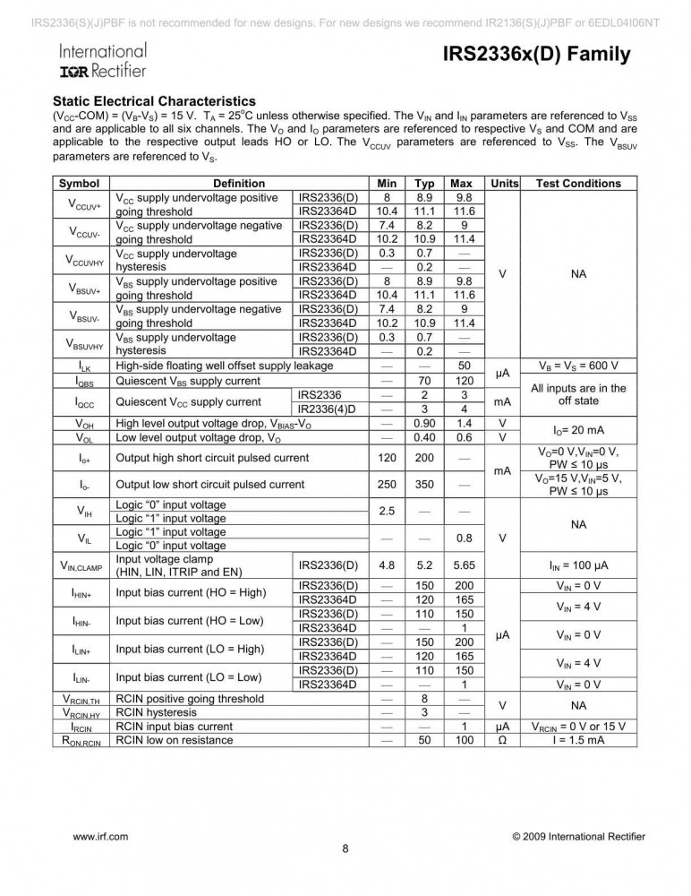IRS2336DSTRPBF datasheet page 8