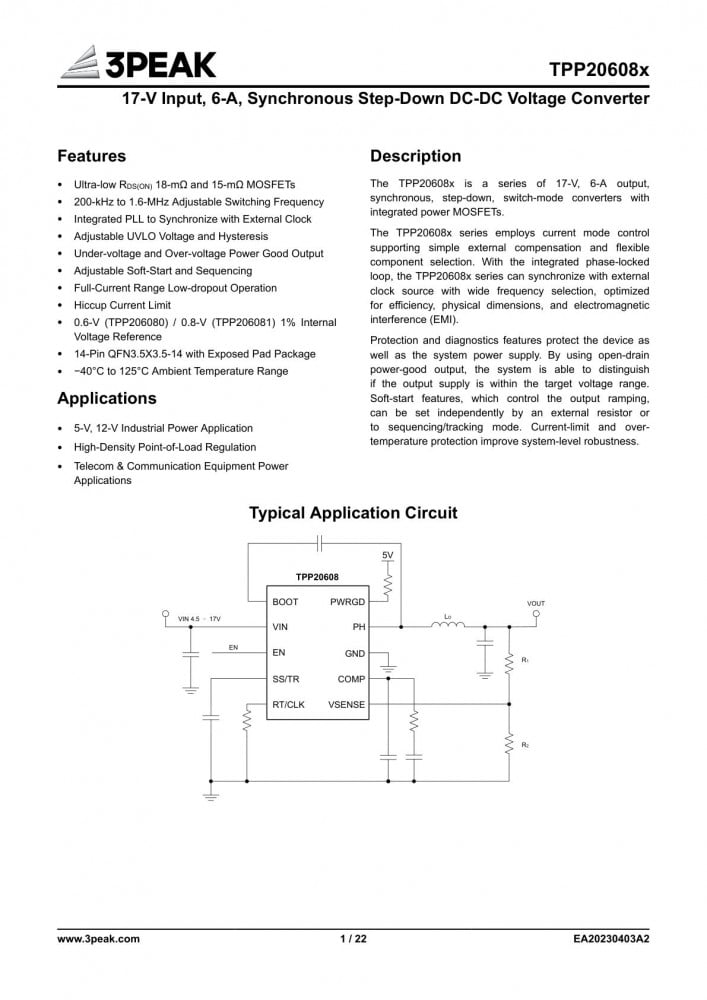 TPP206080 datasheet page 1