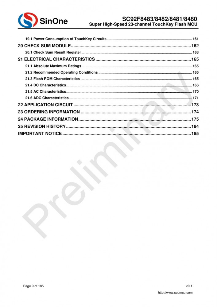 SC92F8483 datasheet preview, page 9
