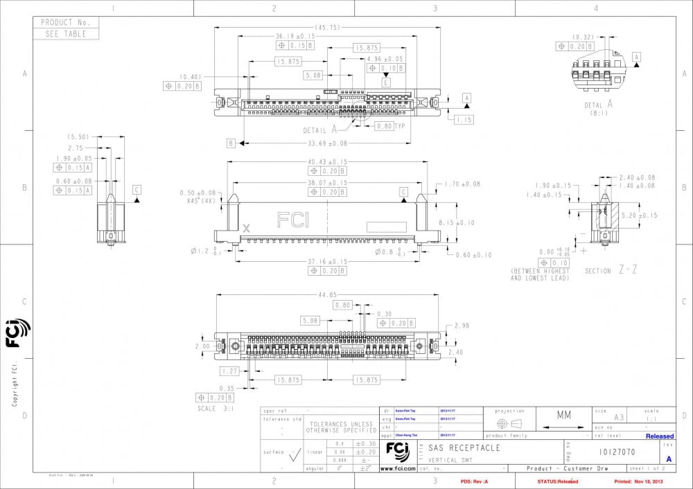 Amphenol 10127070 drawing page 1