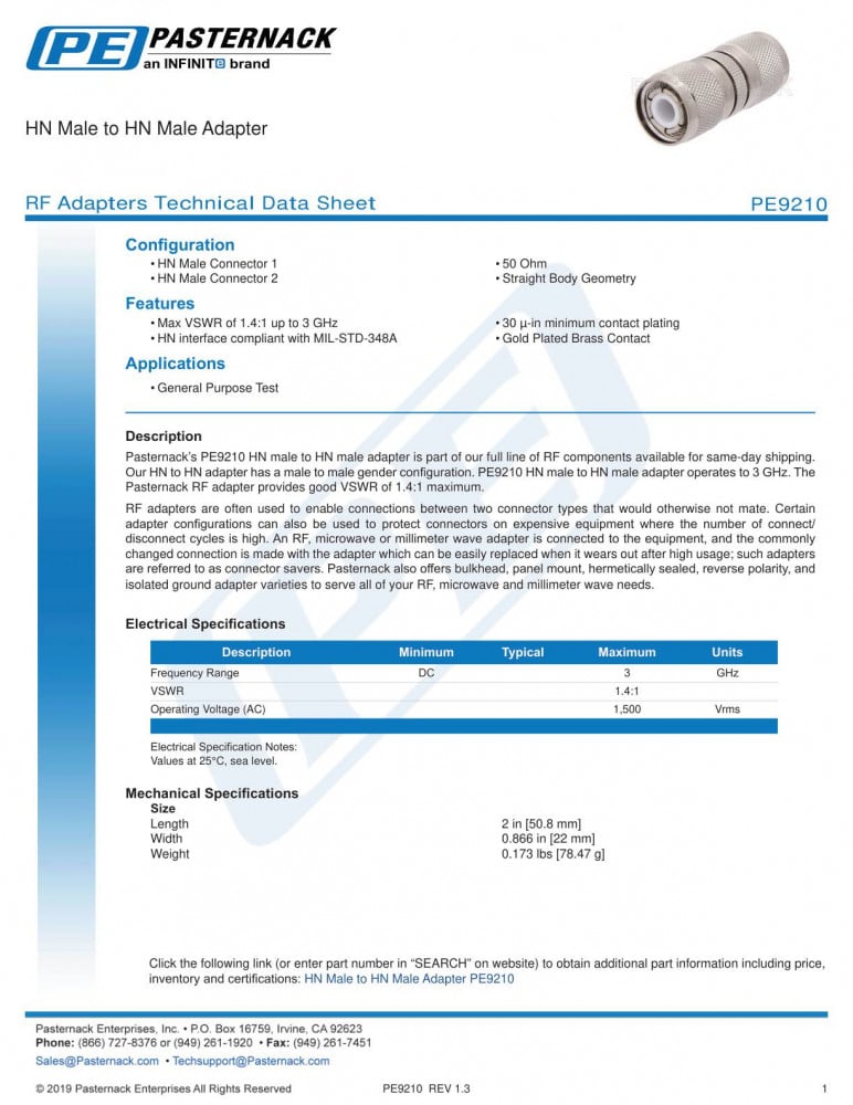 PE9210 technical document page 1
