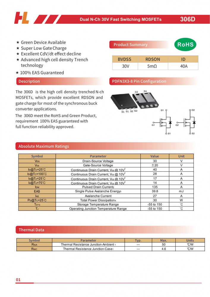 HL 306D datasheet page 1