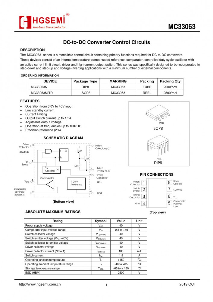 MC33063M/TR datasheet page 1