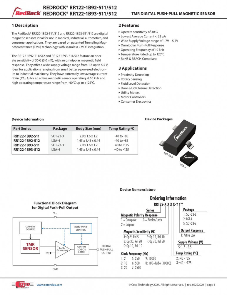 RR122 datasheet preview page 1