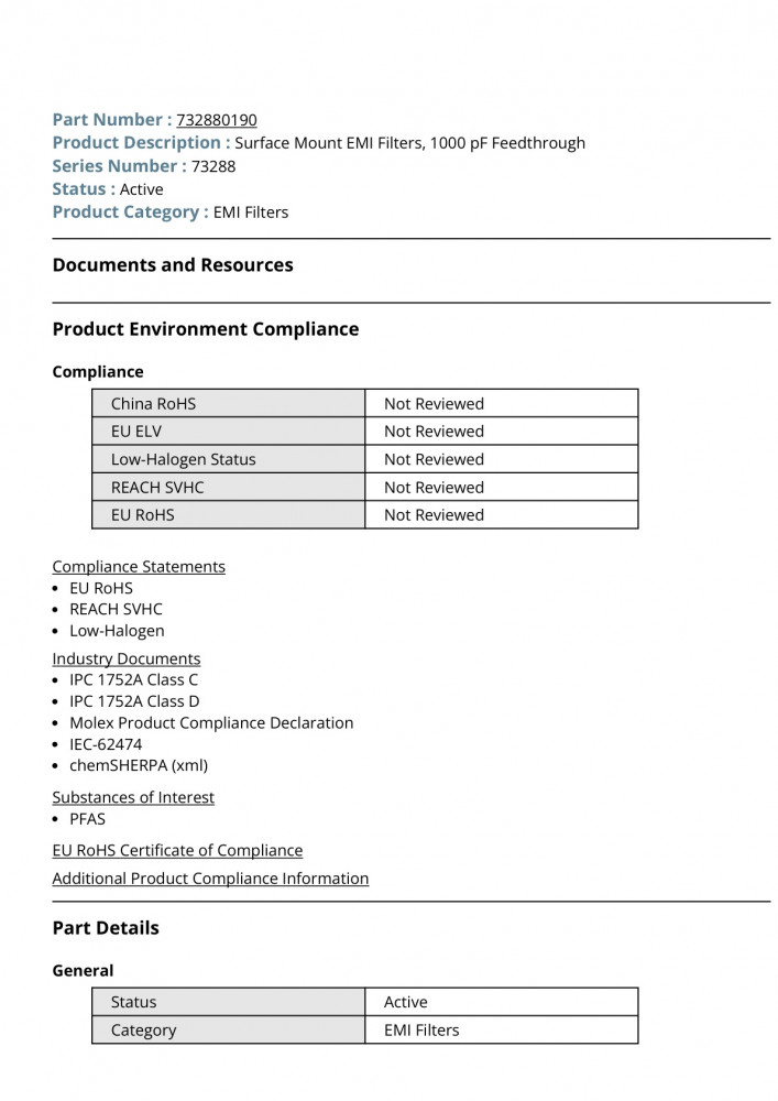 Product document image 1 for MOLEX 732880190