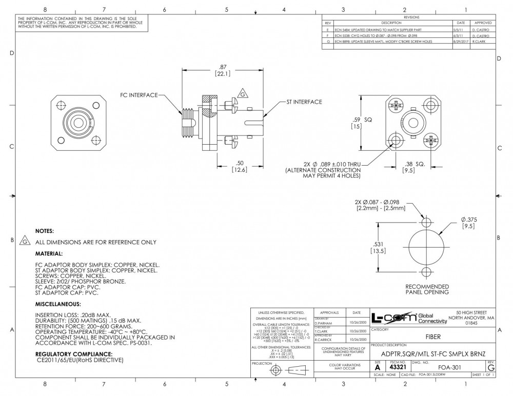 L-com FOA-301 technical drawing preview