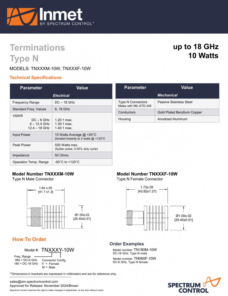 Spectrum Control Type N termination technical document image