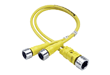 Ultra-Lock (M12) Double-Ended Cordset, 3 Poles, Female (90°) to Male (Straight), 22 AWG, TPE Cable, 1.0m (3.28') Length
