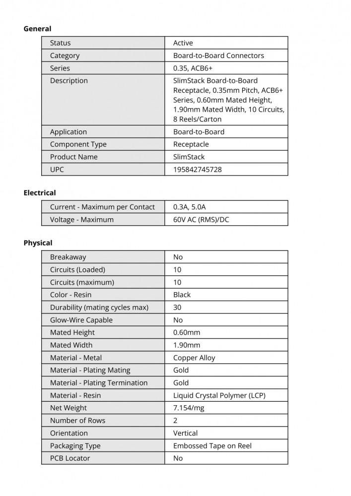Technical document image 2 for MOLEX 2167000109