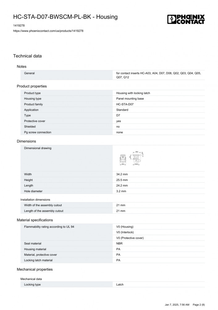 Phoenix Contact 1419278 technical document page 2