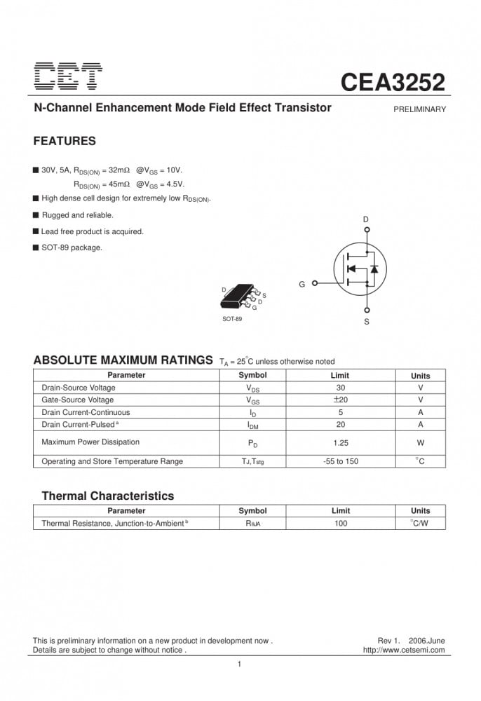 CEA3252 datasheet page 1