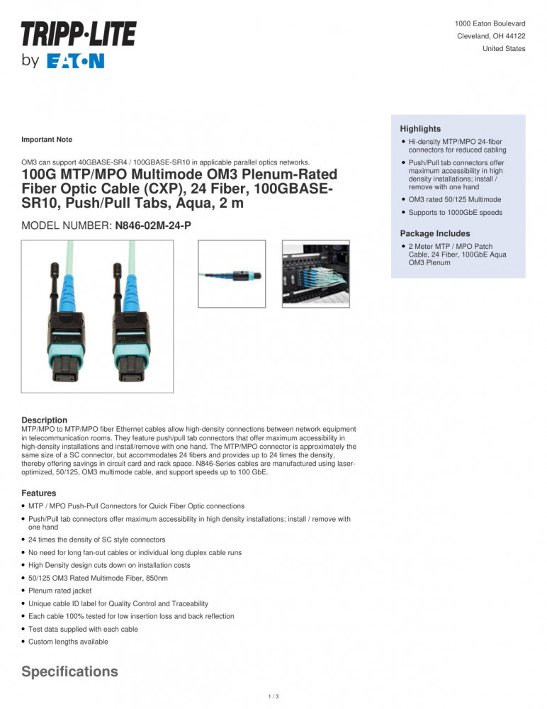 EATON N846-02M-24-P technical document page 1