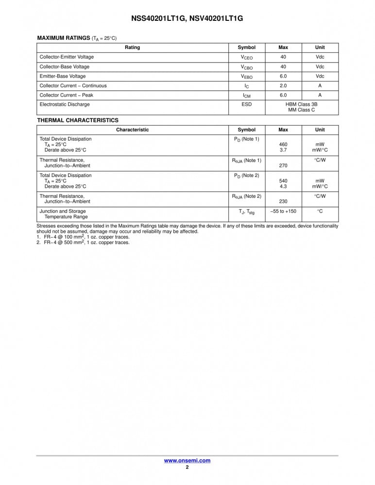 NSS40201LT1G datasheet page 2