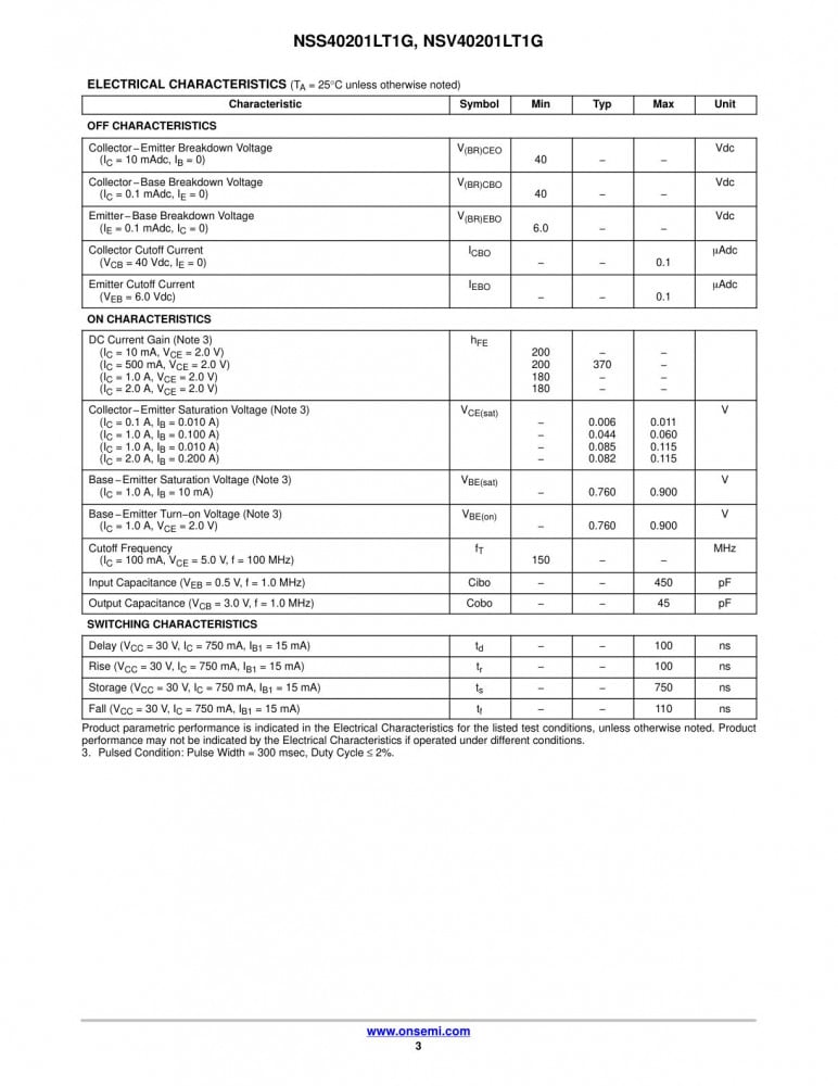 NSS40201LT1G datasheet page 3