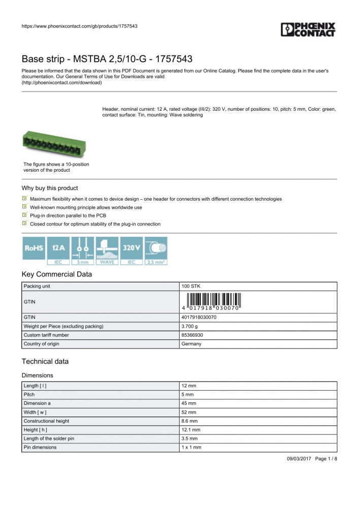Phoenix Contact 1757543 technical document page 1