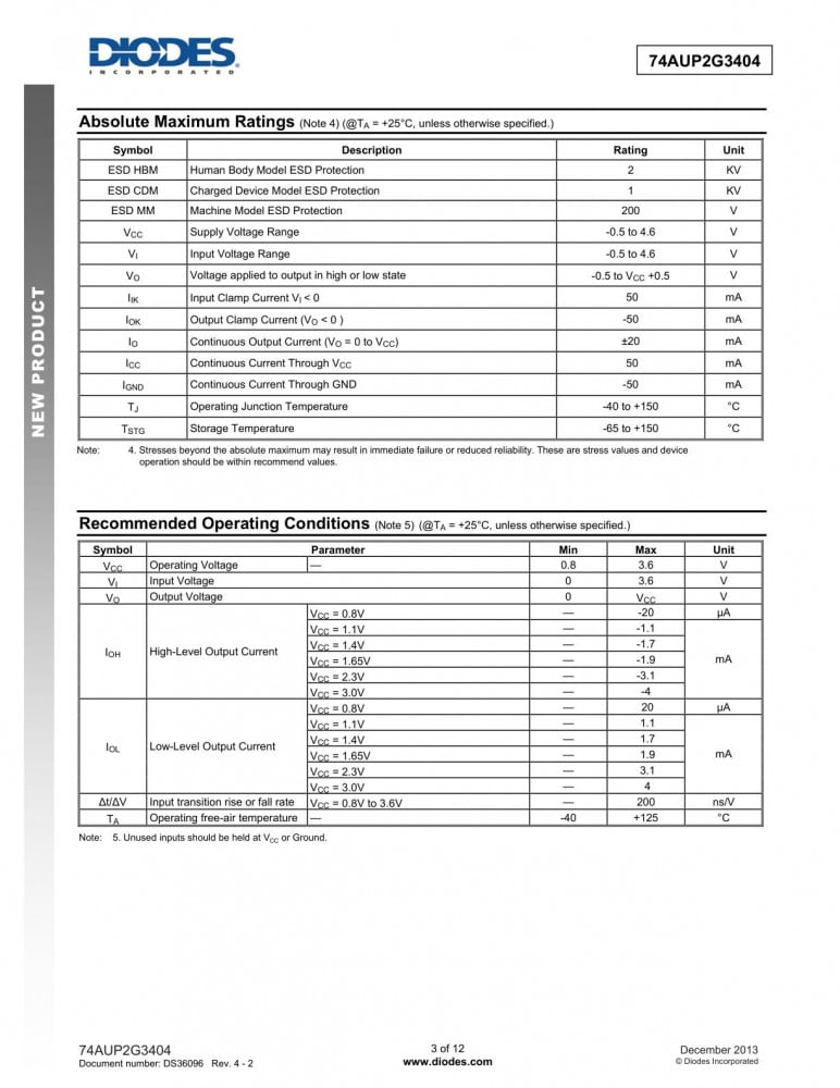 74AUP2G3404FW3-7 datasheet page 3