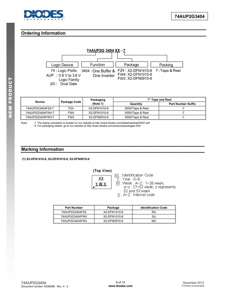 74AUP2G3404FW3-7 datasheet page 8