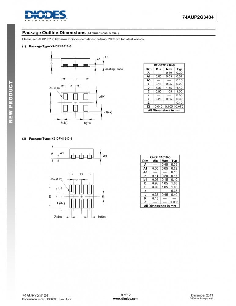 74AUP2G3404FW3-7 datasheet page 9