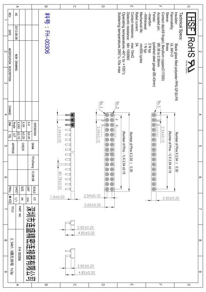 Liansheng FH-00306 technical drawing