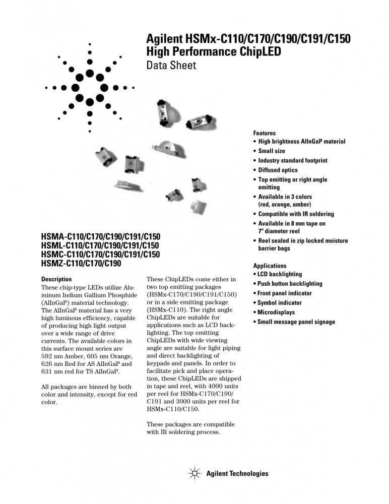 HSML-C170 datasheet page 1