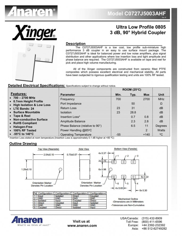 C0727J5003AHF technical document page 1