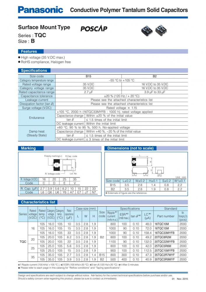 PANASONIC TQC series technical document page 1