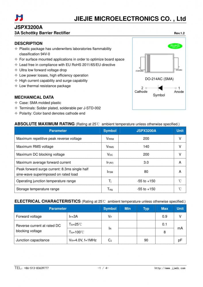JSPX3200A datasheet page 1