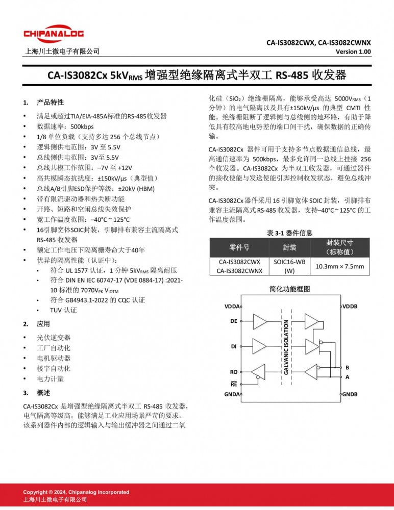 CA-IS3082CWX datasheet page 1