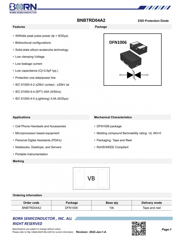BNBTRD04A2 datasheet page 1