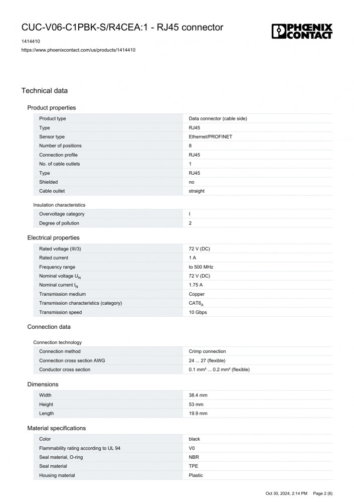 Phoenix Contact 1414410 technical document page 2