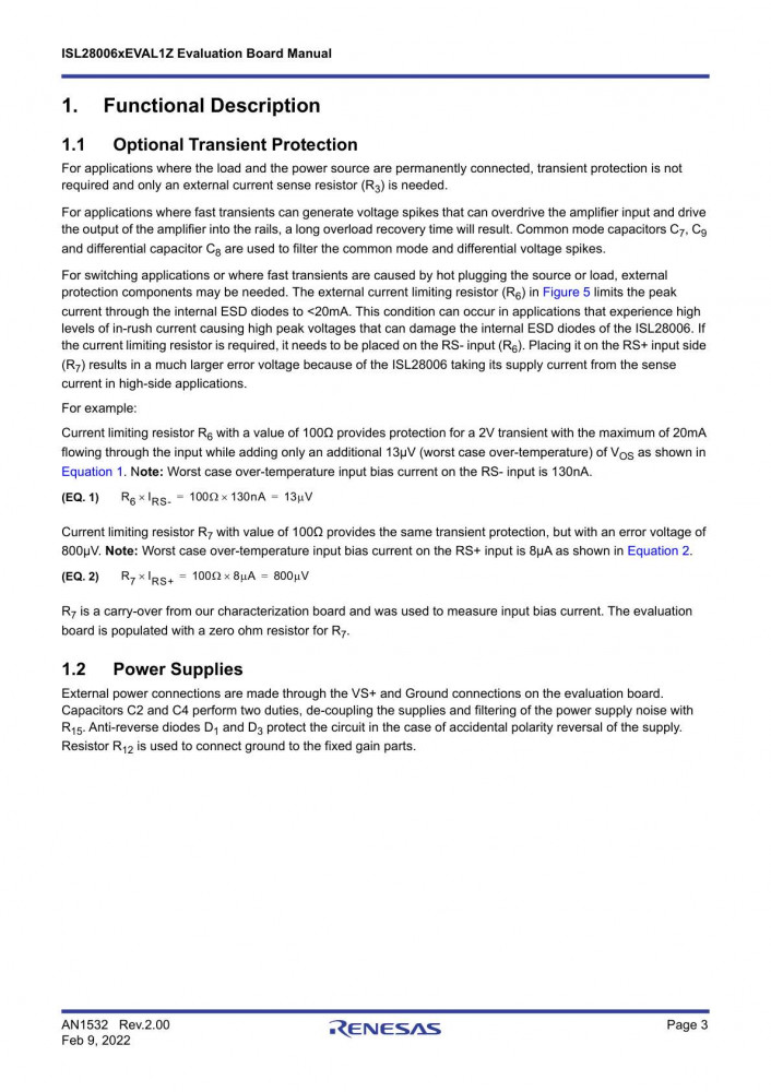 ISL28006 evaluation board document page 3