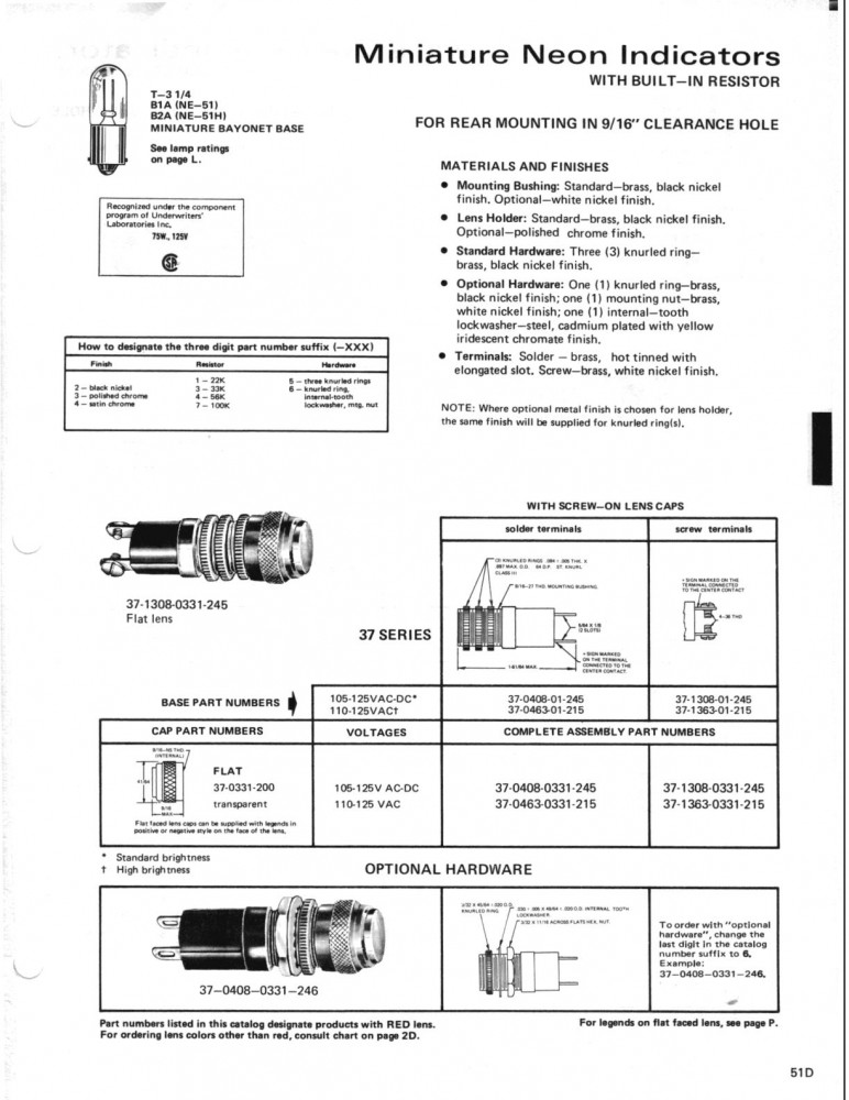 Dialight miniature neon indicator catalog page 1
