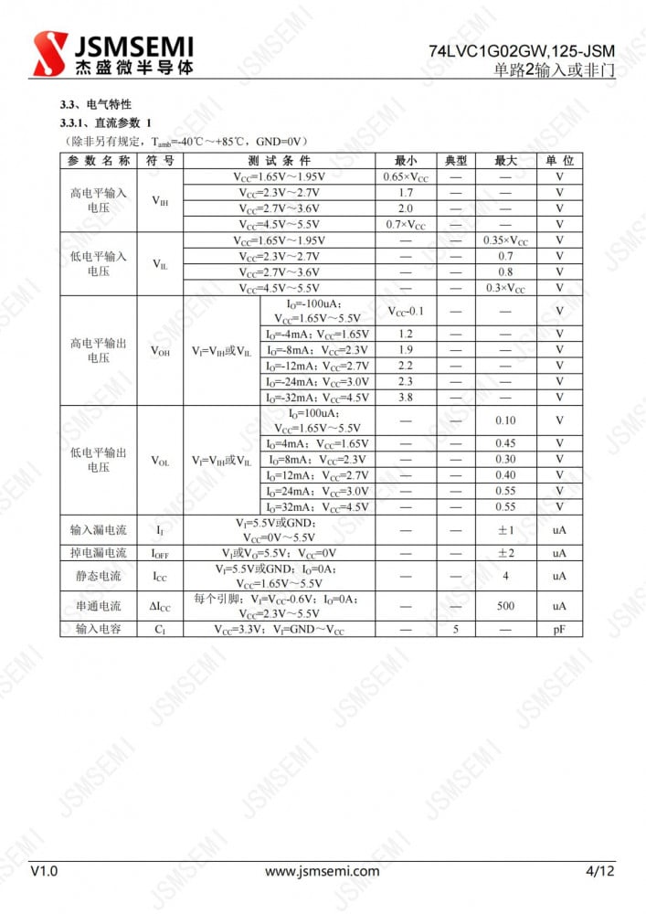 74LVC1G02GW,125-JSM datasheet page 4
