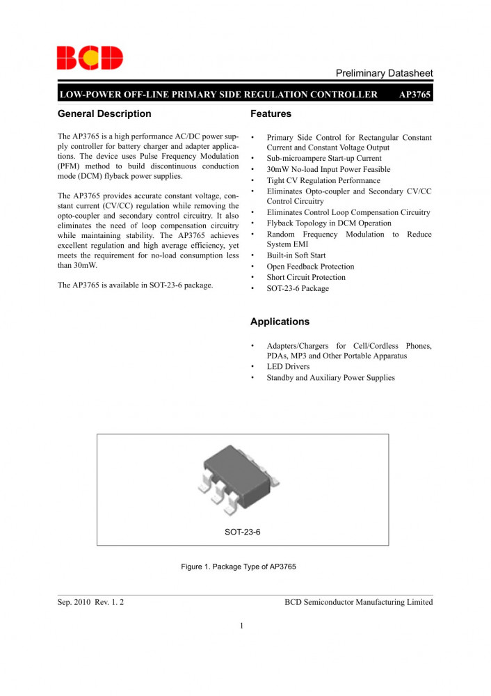 AP3765 technical document page 1