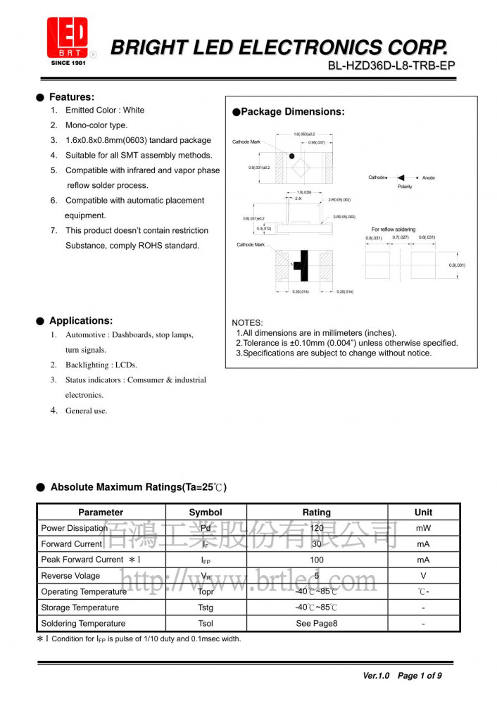 BL-HZD36D-L8-TRB-EP datasheet page 1