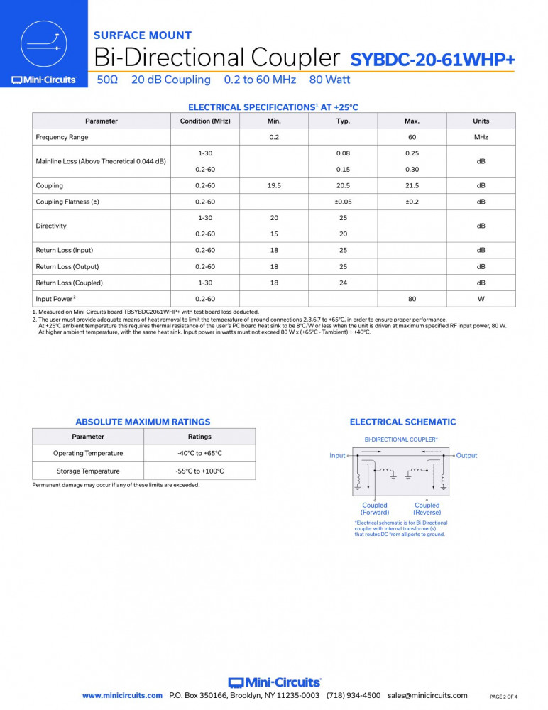 SYBDC-20-61WHP+ datasheet page 2